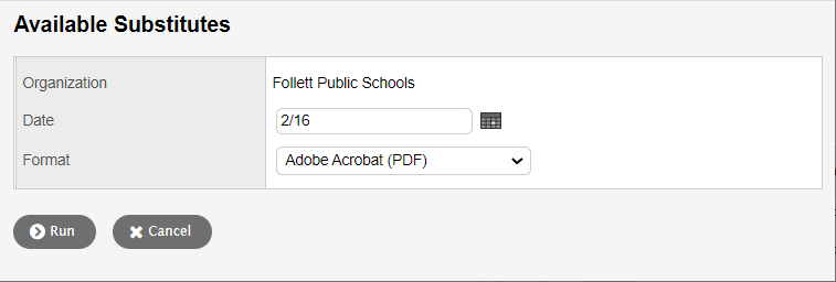 Available Substitutes Report