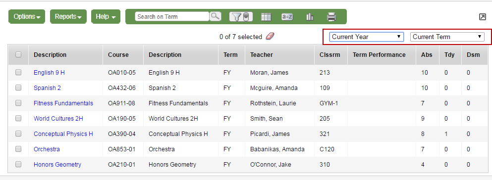 Family Portal View Classes