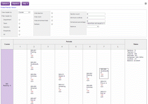 Using the Workspace Matrix to Check the Built Master Schedule