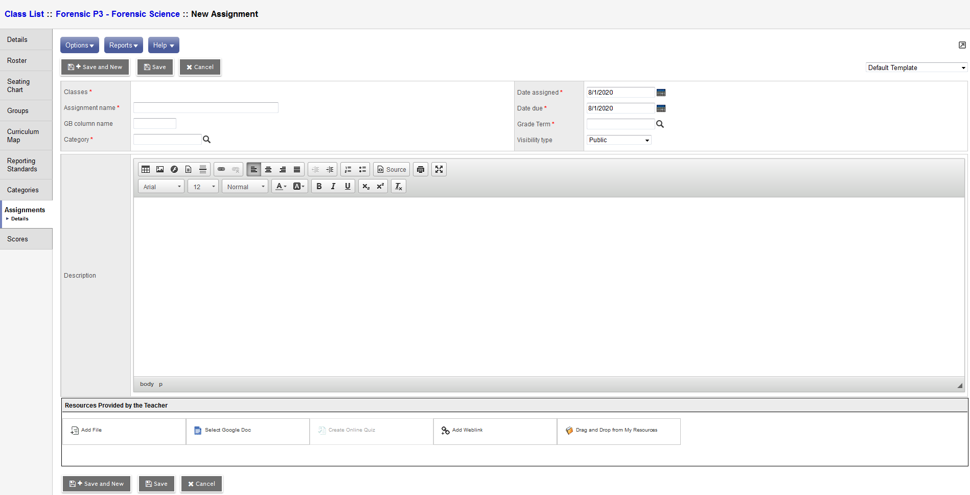 Create Ungraded Assignments